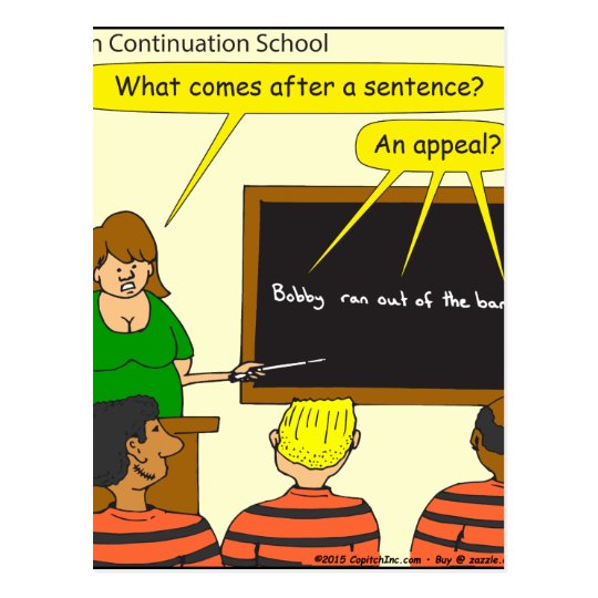703 comes after a sentance cartoon postcard | Zazzle.com