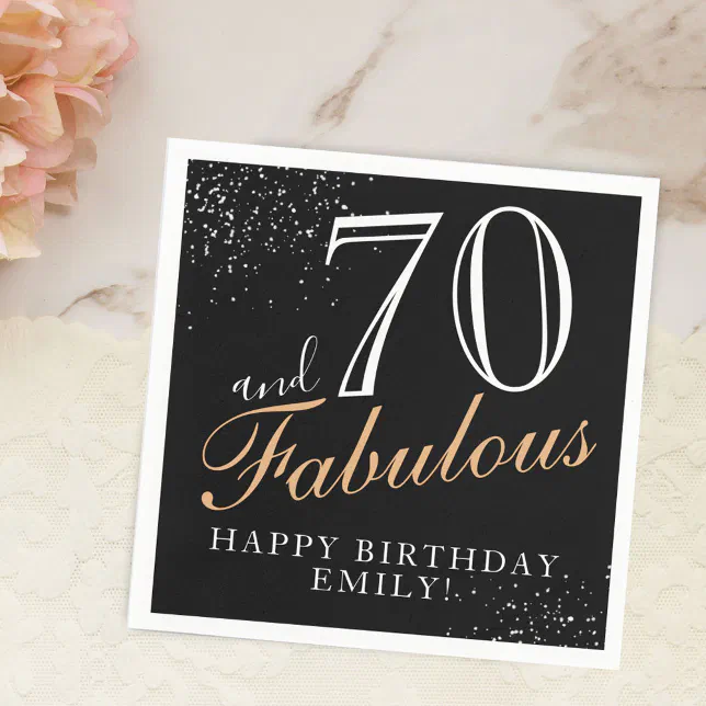 70 and Fabulous Elegant Black Script 70th Birthday Napkins | Zazzle