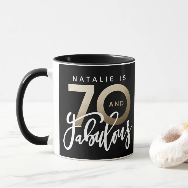 70 and fabulous gold metallic birthday mug | Zazzle