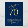 70 Blue 70th Birthday Party Gold Foil Invitation | Zazzle