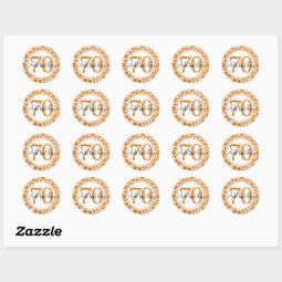 70 In Gold - 70th Birthday Party Stickers | Zazzle