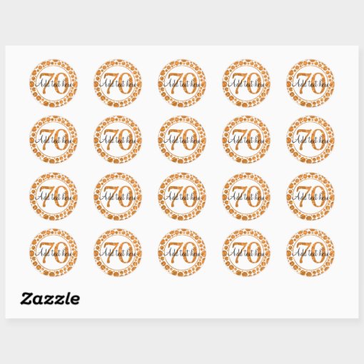 70 In Gold - 70th Birthday Party Stickers | Zazzle