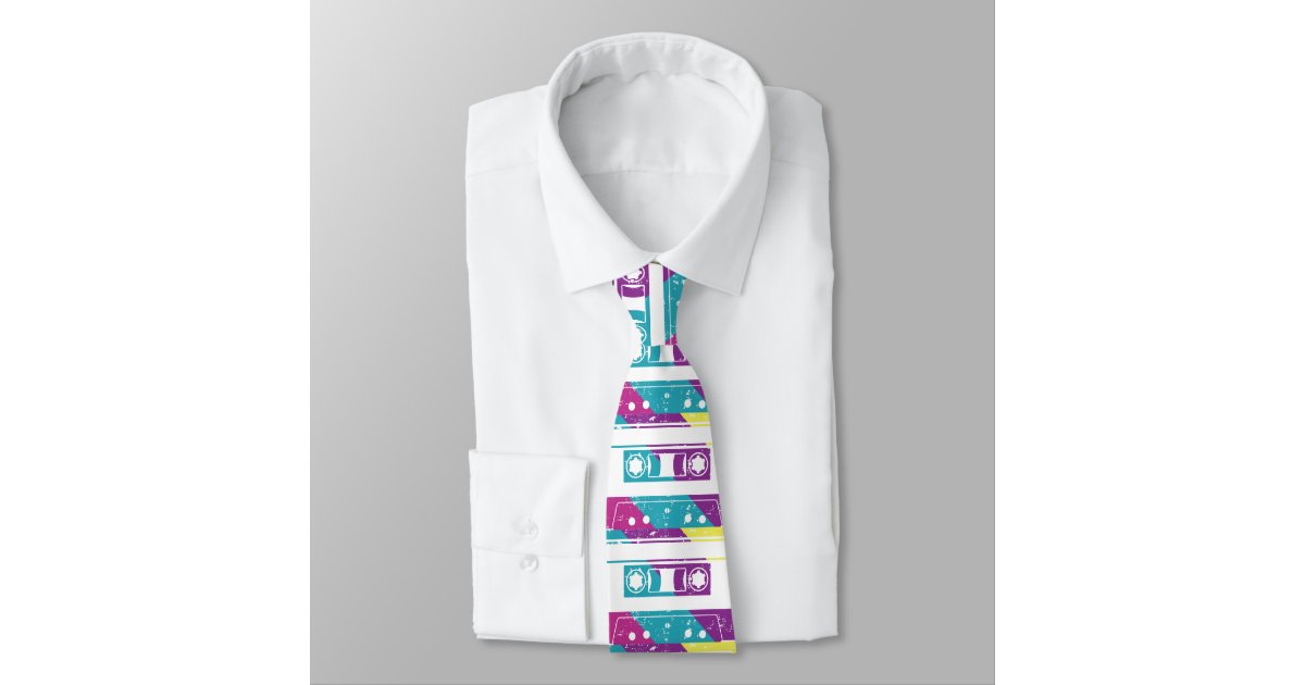 70s 80s Cassette Tape Pattern Retro Neck Tie | Zazzle