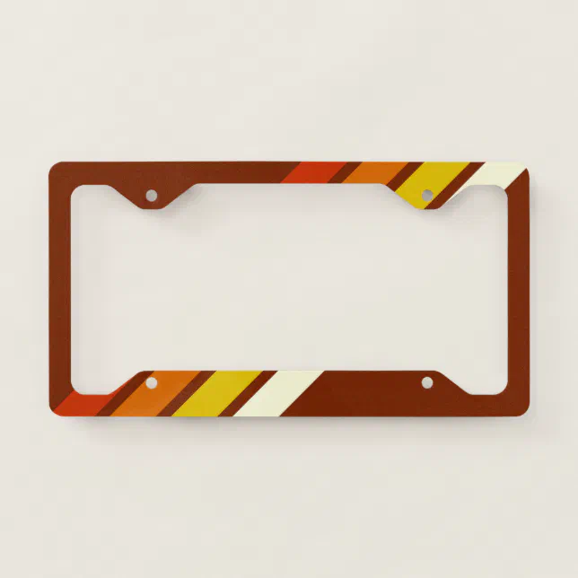 70s 80s Retro Striped Stripes License Plate Frame | Zazzle