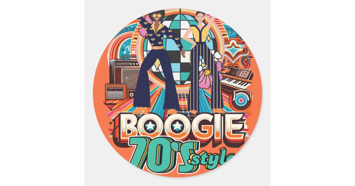 70s Boogie Retro Disco Dancing Sign Welcome Classic Round Sticker | Zazzle