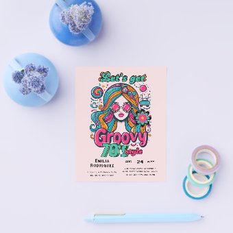 70s Groovy Boogie Retro Disco Birthday Party Flyer | Zazzle