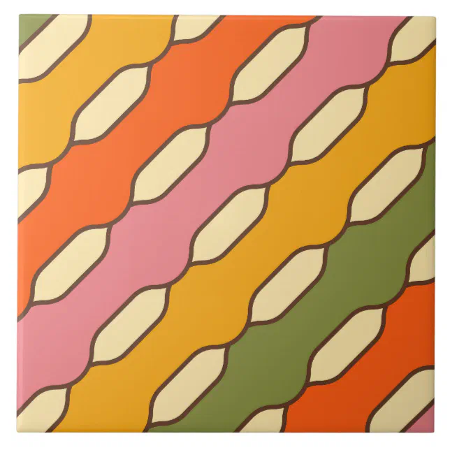70s Groovy Retro Colorful Pattern Ceramic Tile | Zazzle
