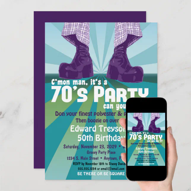 70s Party Invitation 1970s Disco Birthday | Zazzle