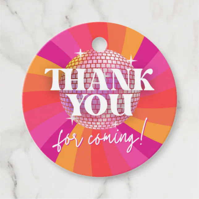 70s Retro Disco Party Thank You, SARA Favor Tags | Zazzle