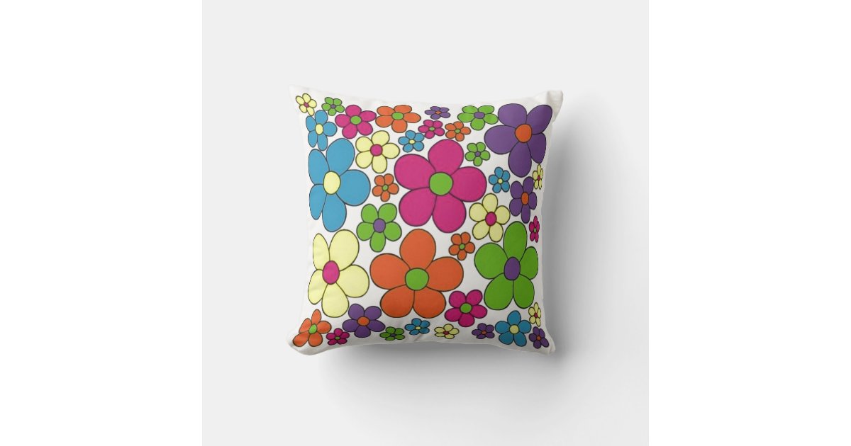 70's Retro Flower Throw Pillow | Zazzle