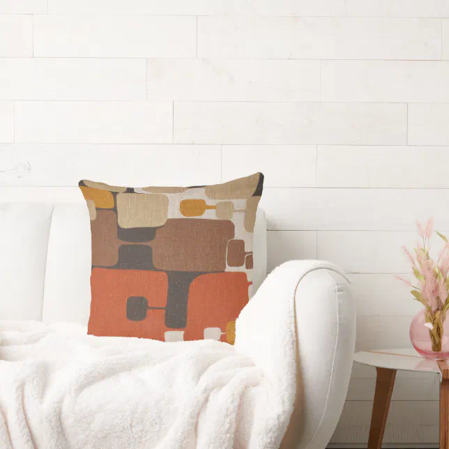 70s Retro Geometric Throw Pillow | Zazzle