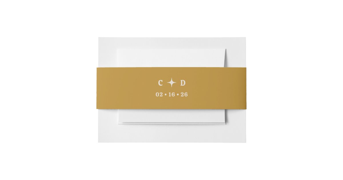 70s Retro Groovy Wedding Ochre Invitation Belly Band | Zazzle
