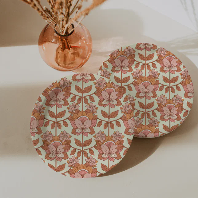 70s Retro Inspired Wedding Paper Plates | Zazzle