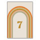70s Retro Rainbow Groovy Wedding Table Number | Zazzle