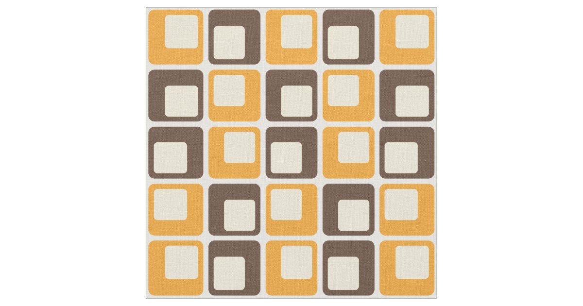 70s Retro Square Shapes Pattern Fabric | Zazzle