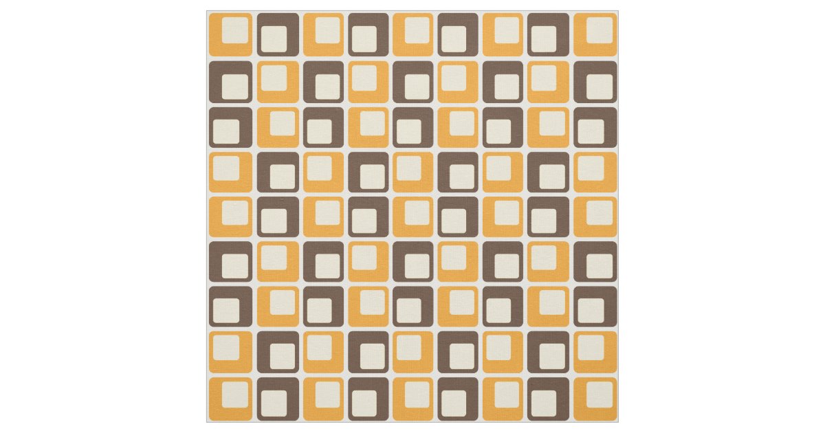 70s Retro Square Shapes Pattern Fabric | Zazzle