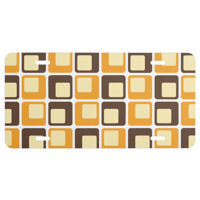 70s Retro Square Shapes Pattern License Plate | Zazzle