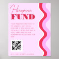 70s Retro Wave Pink and Red Honeymoon Fund Sign | Zazzle