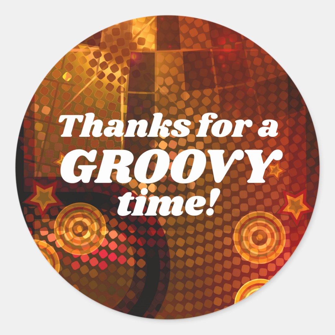70's Seventies Orange Disco Dance Birthday Party Classic Round Sticker ...