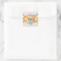 70s Theme Groovy Flower Power Personalized Party Square Sticker | Zazzle