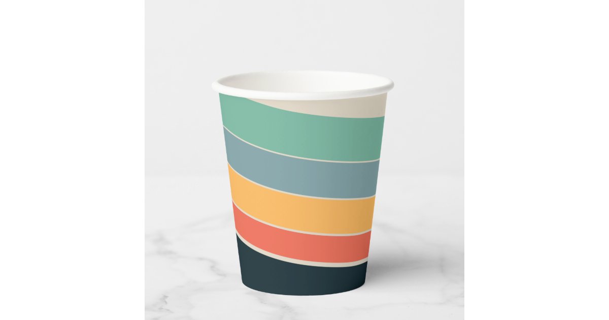70s Vintage stripes Paper Cups | Zazzle