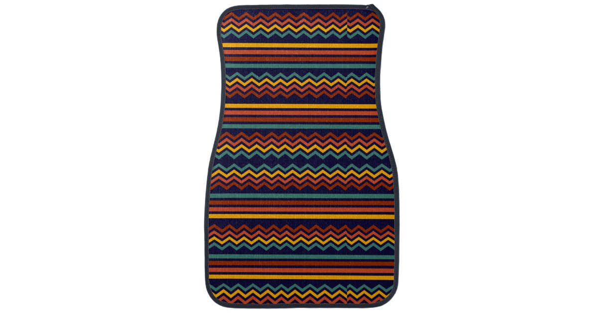 70s vintage stripes zigzag palette pattern car floor mat | Zazzle