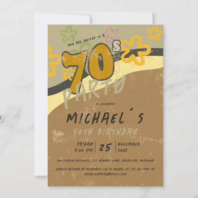 70s vintage style party invitation | Zazzle
