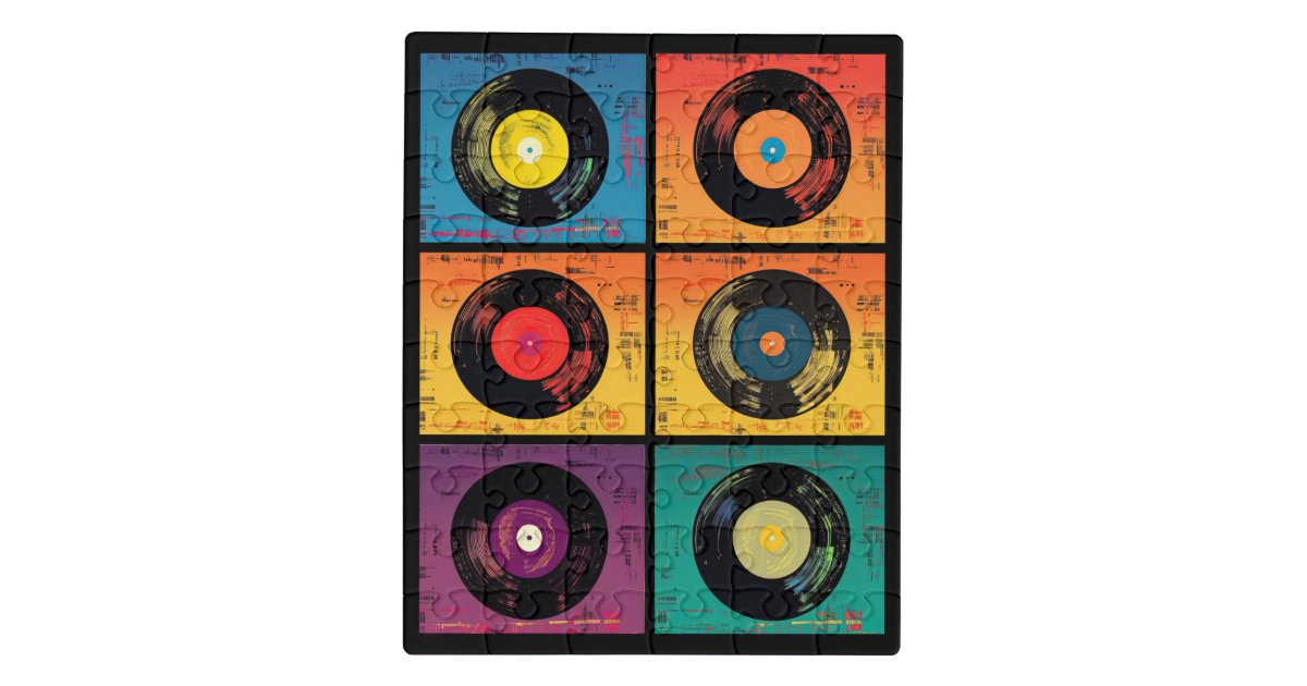 70s Vinyl Record Pattern Retro Jigsaw Puzzle | Zazzle