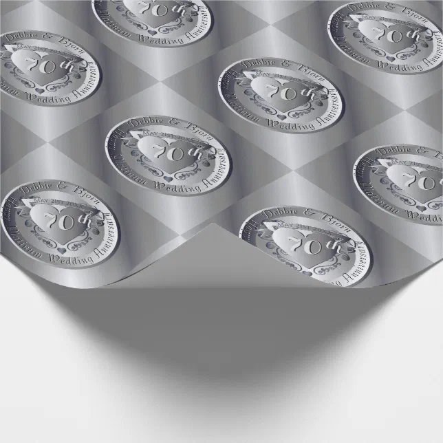 70th, 10th, 20th,25th,Wedding Anniversary Platinum Wrapping Paper | Zazzle