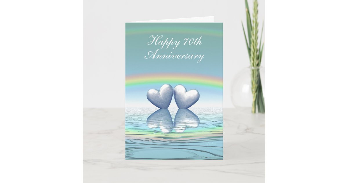 70th Anniversary Platinum Hearts Card | Zazzle
