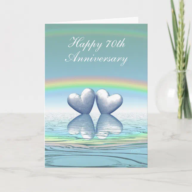 70th Anniversary Platinum Hearts Card | Zazzle