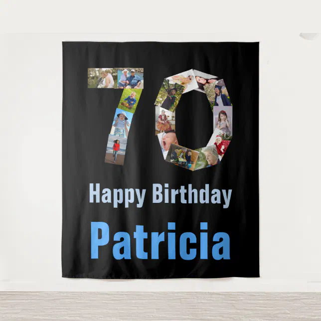 70th Birthday 15 Photos Number 70 Collage Backdrop | Zazzle