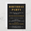 70th Birthday 1952 Black Gold Elegant Chic Invitation | Zazzle