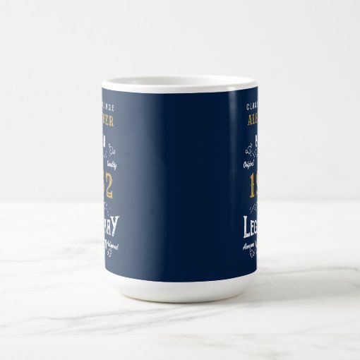 70th Birthday 1952 Name Legendary Blue Gold Large Coffee Mug | Zazzle