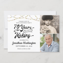 70th Birthday 70 YEARS IN THE MAKING Black Gold Invitation | Zazzle