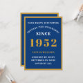 70th Birthday Add Name 1952 Elegant Chic Blue Gold Invitation | Zazzle
