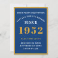 70th Birthday Add Name 1952 Elegant Chic Blue Gold Invitation | Zazzle