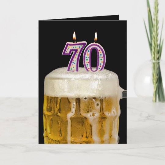 70th Birthday Beer on black Card | Zazzle.com