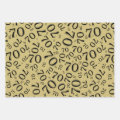 70th Birthday Black & Gold Number Pattern 70 Wrapping Paper Sheets | Zazzle