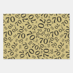 70th Birthday Black & Gold Number Pattern 70 Wrapping Paper Sheets | Zazzle