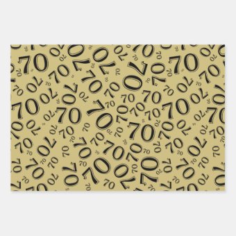 70th Birthday Black & Gold Number Pattern 70 Wrapping Paper Sheets | Zazzle
