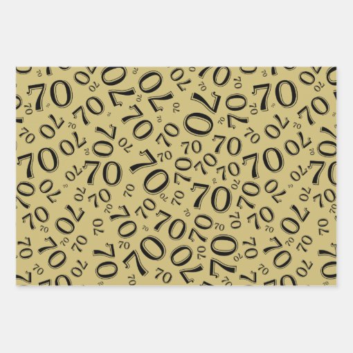 70th Birthday Black & Gold Number Pattern 70 Wrapping Paper Sheets | Zazzle
