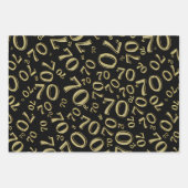 70th Birthday Black & Gold Number Pattern 70 Wrapping Paper Sheets | Zazzle