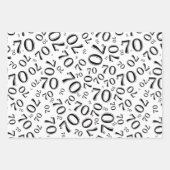 70th Birthday Black & White Number Pattern 70 Wrapping Paper Sheets ...
