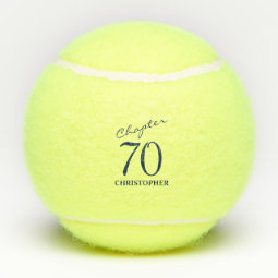 70th Birthday Blue Script Tennis Balls | Zazzle