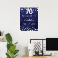 70th Birthday blue silver stars welcome party Poster | Zazzle