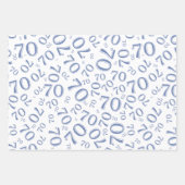 70th Birthday Blue & White Number Pattern 70 Wrapping Paper Sheets | Zazzle