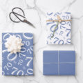70th Birthday Blue & White Number Pattern 70 Wrapping Paper Sheets | Zazzle