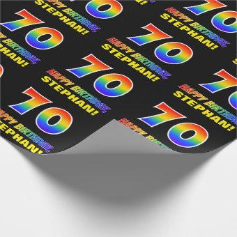70th Birthday: Bold, Fun, Simple, Rainbow 70 Wrapping Paper | Zazzle