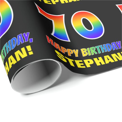 70th Birthday: Bold, Fun, Simple, Rainbow 70 Wrapping Paper | Zazzle